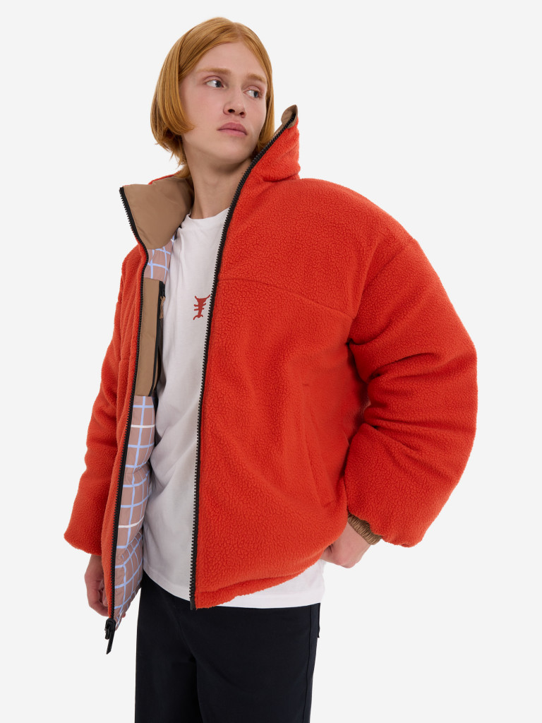 Пуховик двусторонний мужской Termit бежевый/красный цвет — купить по цене 231 руб со скидкой 40 ...