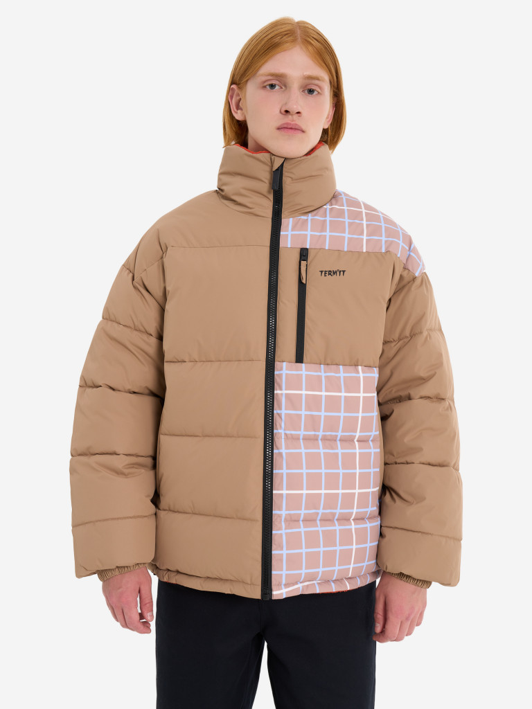 Пуховик двусторонний мужской Termit бежевый/красный цвет — купить по цене 231 руб со скидкой 40 ...