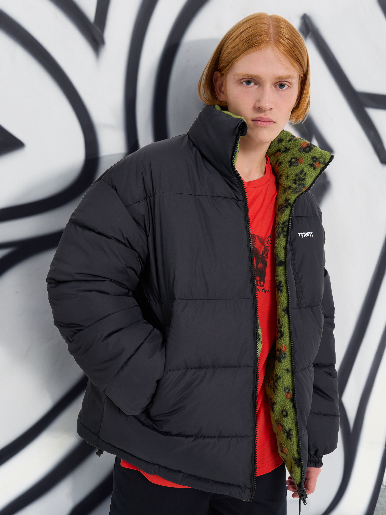 Пуховик двусторонний мужской Termit черный/зеленый цвет — купить по цене 231 руб со скидкой 40 % ...
